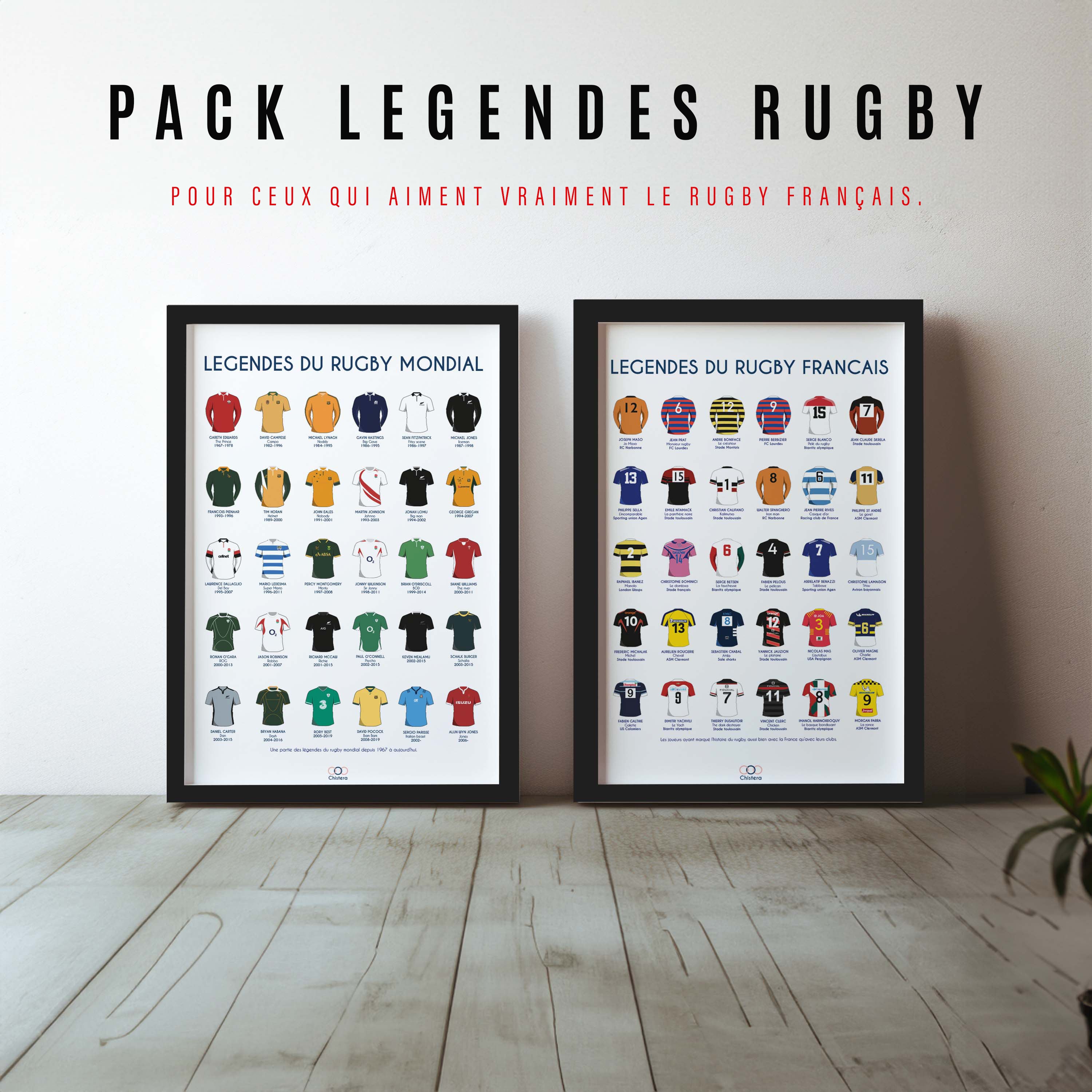 Affiches des 2 légendes pack légendes du rugby I Affiche légendes Fran ...